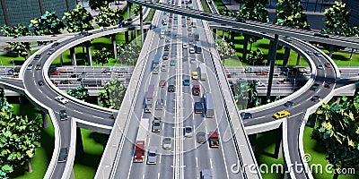Highway Intersection/ Road Interchange With Roundabout Royalty-Free ...