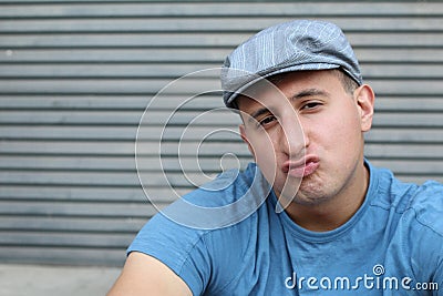 Hilarious Young Guy With Pursed Lips Or Duck Lips Expression. Stock ...
