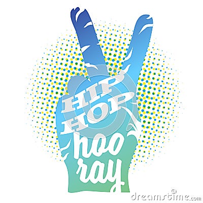 Hip Hop Hooray On Peace Hand Sign Vector Illustration | CartoonDealer ...