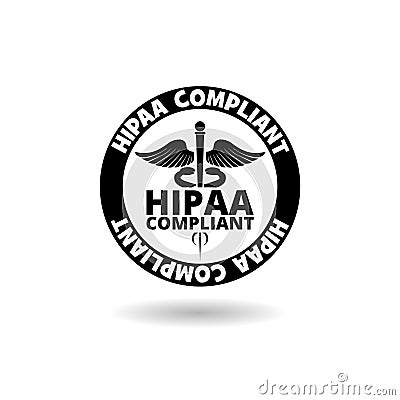 Hipaa Compliant Symbol Icon With Shadow Vector Illustration ...