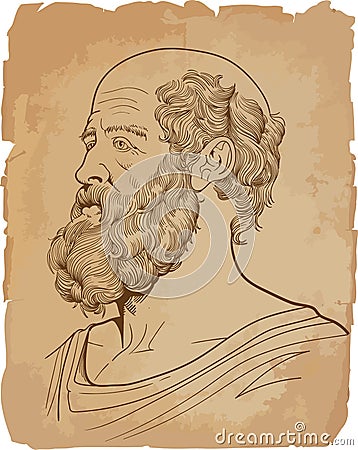 Hippocrates Line Art Portrait, Vector | CartoonDealer.com #233188287