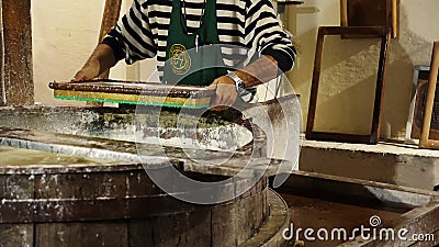 Historic Method of Paper Making Stock Footage - Video of water, rags ...