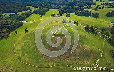 Historical Mound Satrija In Samogitia, Lithuania, Aerial View Royalty ...