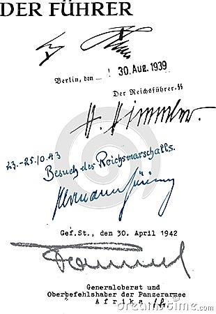 Hitler, Himmler, Goering And Rommel Signatures Cartoon Vector ...