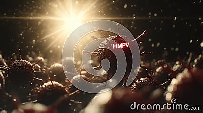 Hmpv Virus Particles Illuminated By Radiant Light In Microscopic View ...