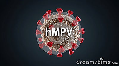 Hmpv Virus Structure With Red Spike Proteins On Dark Background. HMPV ...