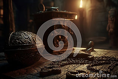 A Hoard Of Treasure In A Dark, Fantasy And Sci Fi - Generative AI Stock ...