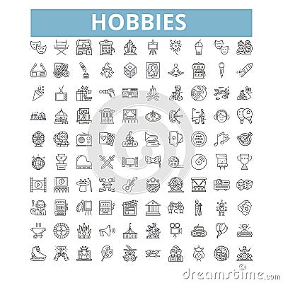 Hobbies Icons, Line Symbols, Web Signs, Vector Set, Isolated ...