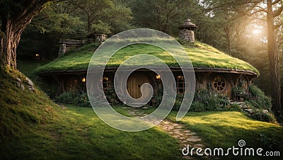 Hobbit Style House In Fantasy Forest Stock Photo | CartoonDealer.com ...