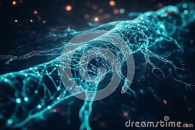 Holographic Cardiovascular System In Cosmic Glowing Backdrop With ...