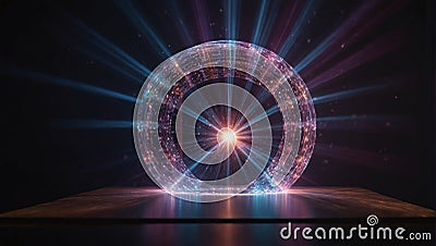 Holographic Projector Creating A Luminous Ring Of Multicolored Light ...