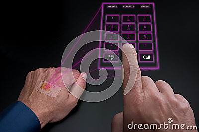Holographic Telephone Keypad Projected By The Implanted SIM Under The ...