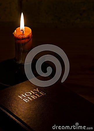 The Holy Bible By Candlelight Royalty Free Stock Photography - Image ...