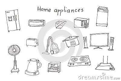 Home Appliances Hand Drawing Stock Illustration - Image: 52418960
