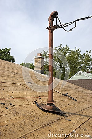 Home Electrical Entry Pole Electricity Wires House Royalty Free Stock ...