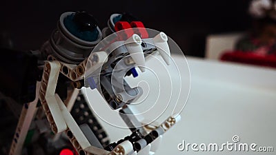 Homemade Robot from the Constructor Opens Mouth and Shows Teeth Stock ...