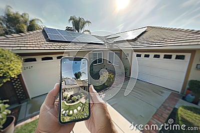 A Homeowner Uses An Augmented Reality App To Visualize How Solar Panels ...