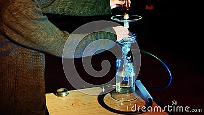 Hookah Master Prepares Hookah. Stock Footage - Video of leisure ...