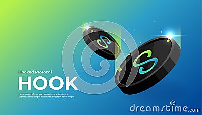 Hooked Protocol (HOOK) Coin Cryptocurrency Concept Banner Vector ...
