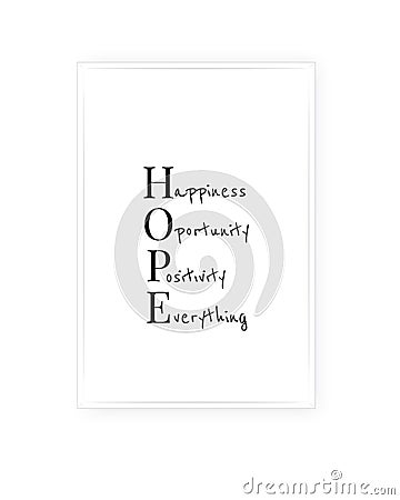 Hope Description, Vector. Wording Design, Lettering. Minimalist Poster ...
