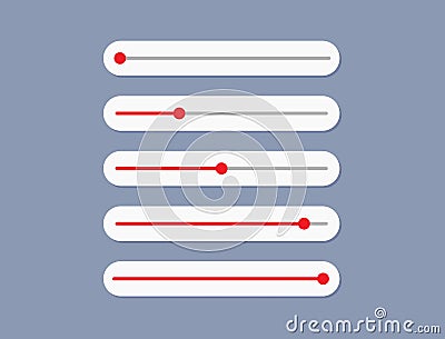 Horizontal Adjustable Sliders With A Red Progress Bar Indicator Against ...