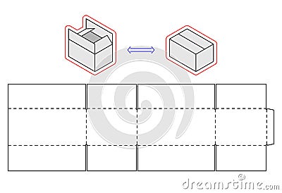 Horizontal Box Template. Vector Packing. Simple Cardboard Cut ...
