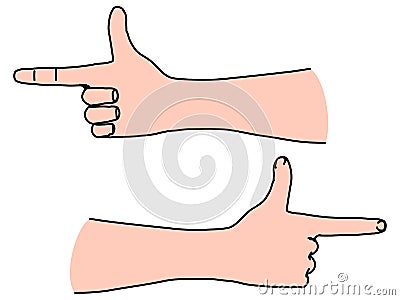 Horizontal Hand With Index Finger Directing The Way Forward Vector ...