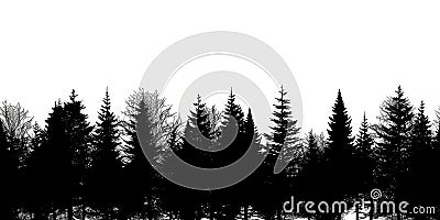 Horizontally Seamless Grayscale Forest Tree Line Silhouette Stock Photo ...