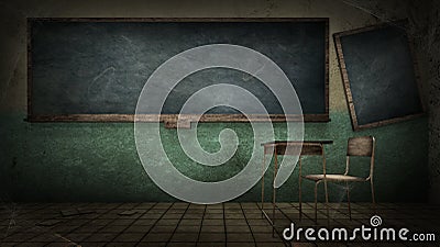 Horror And Creepy Classroom In The School. 3D Rendering Stock Photo ...