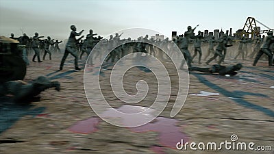 Horror Zombie Crowd Walking. Apocalypse View, Concept. Realistic 4K ...
