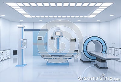 Hospital Radiology Room With Mri Scanner And X-ray Machine Stock Photo ...