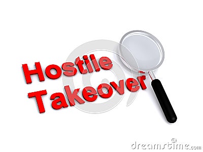Hostile Takeover With Magnifying Glass On White Royalty-Free Stock ...