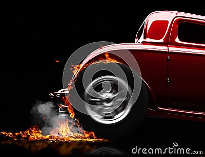 Hot Rod Burnout On A Black Background Stock Image | CartoonDealer.com ...