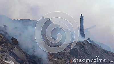 The House Burned Down. Smoking, Blackened Rubble of Structure that Has ...
