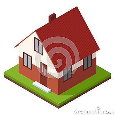 House Construction Isometric Stage. Visualization Of Modern Building ...