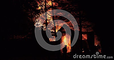 House Fire with Intense Flame.Fully Engulfed House Fire Stock Video ...