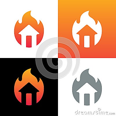 House And Fire Logo Template, Burning Home Icon, Building On Fire ...