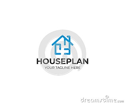 House Plan Logo Template. Floorplan Vector Design | CartoonDealer.com ...