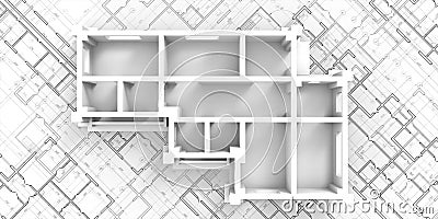 House Plan Top View .Engineering Design .Technical Drawing Background ...