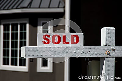 Sold Sign in Front of House or Condo Stock Photo - Image of contract ...