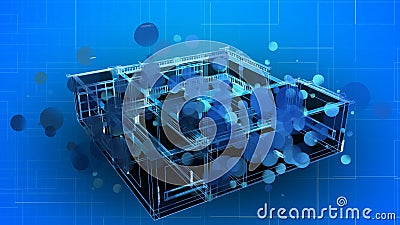 House Structure 3D Blueprint Stock Video - Video of digitally, house ...