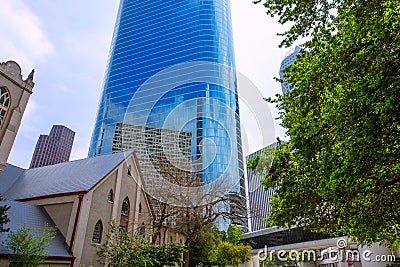 Houston Downtown Skyscrapers Disctict Blue Sky Mirror Stock Photography ...