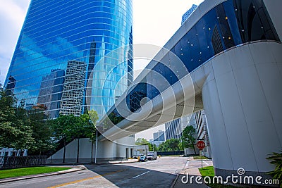 Houston Downtown Skyscrapers Disctict Blue Sky Mirror Royalty-Free ...