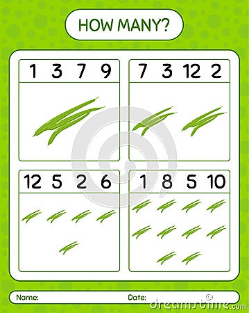How Many Counting Game With Green Bean. Worksheet For Preschool Kids ...