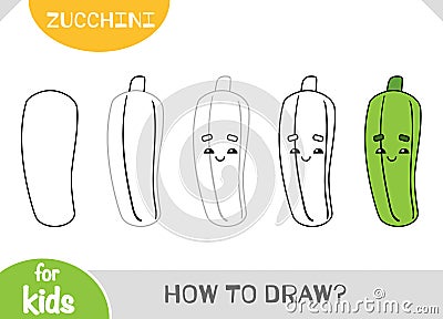 How To Draw Cartoon Zucchini Vegetable. Educational Step By Step ...