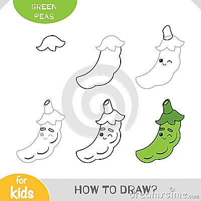 How To Draw Peas Vegetable With A Cute Face. Educational Step By Step ...