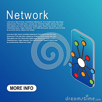Hub Isometric Network Icon, Connect Structure Vector Symbol Isolated On ...