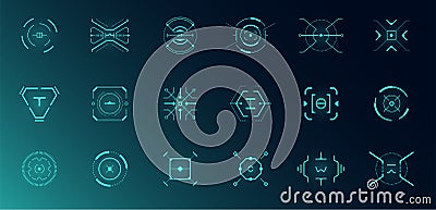 HUD Aim Control Target System Set. GUI And FUI Interface. Futuristic ...