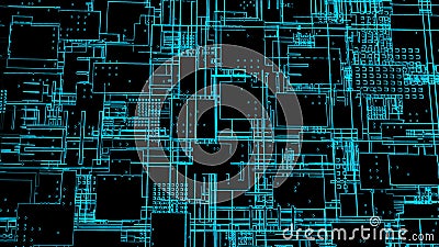 HUD Interface with Neon Effect, 3d Render Background with Digital ...