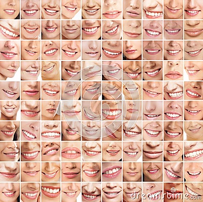 A Huge Collage Of Many Different Female Smiles Stock Image ...